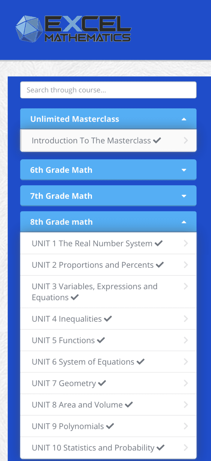 8th Grade Online Math Course | Online Math Lessons – Excel Mathematics